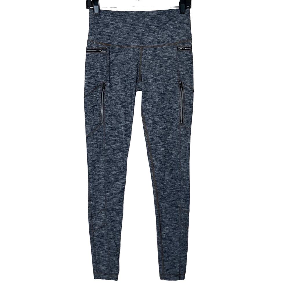 Athleta Cozy Drifter Tights Leggings Heather Gray Zip… - Gem